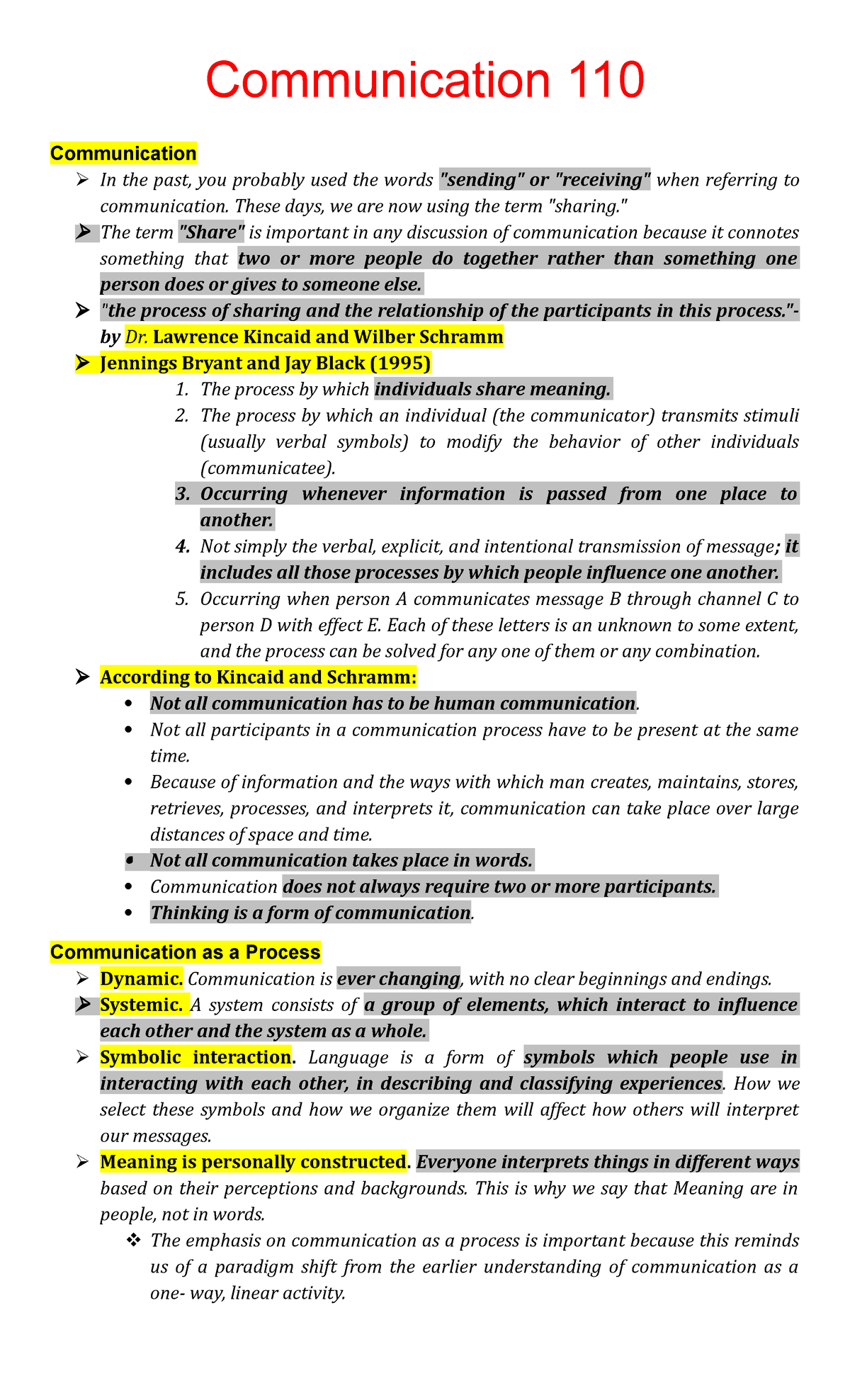 Communication and Process - Communication 110 Communication In the past ...