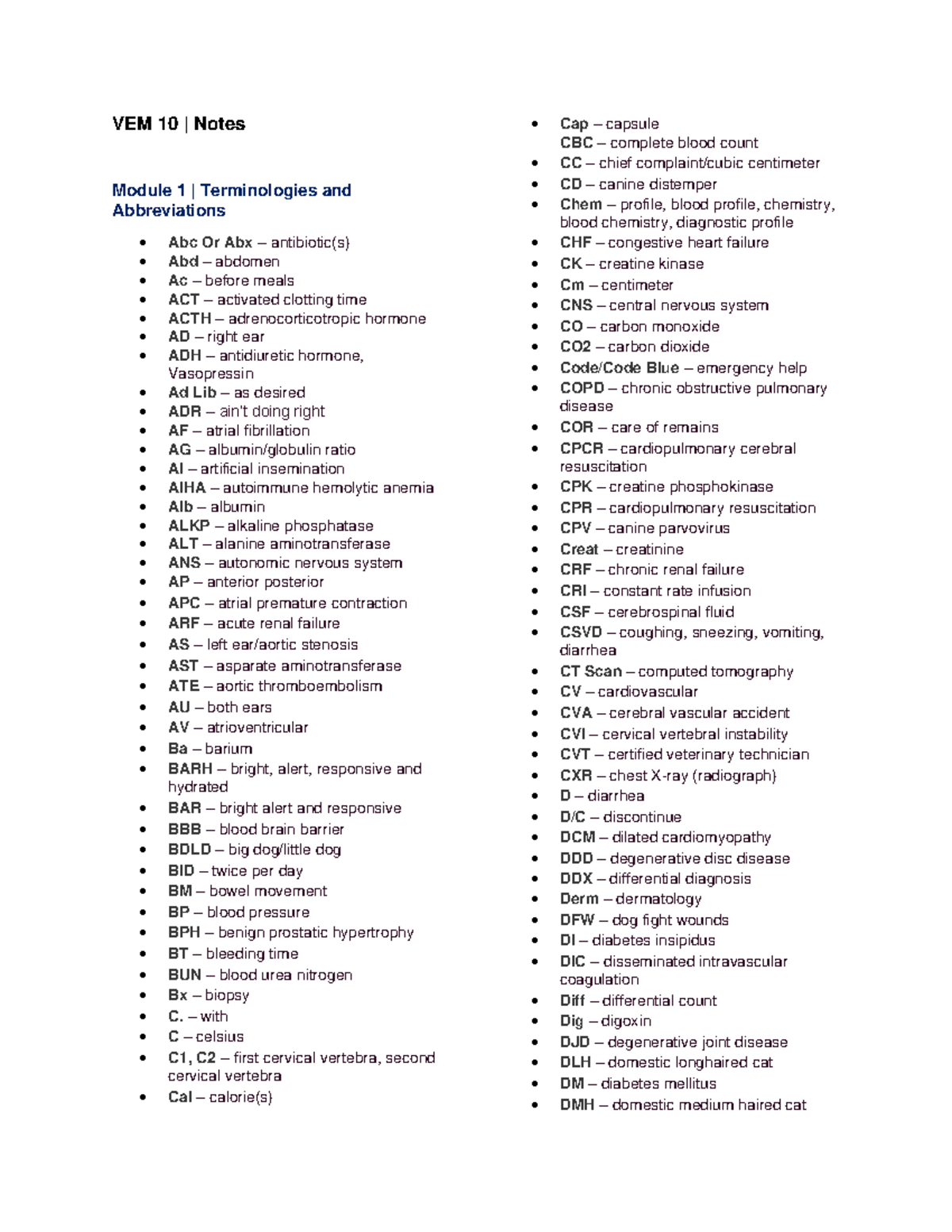 DOC VEM 1 4 Notes - VEM 10 | Notes Module 1 | Terminologies and ...