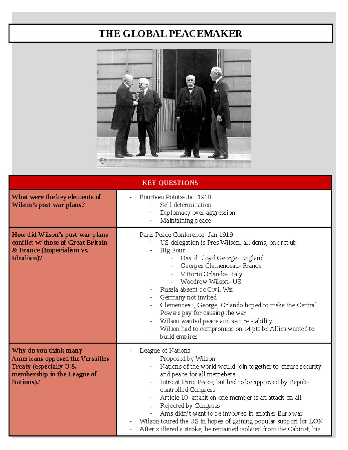 U. The Global Peacemaker - THE GLOBAL PEACEMAKER KEY QUESTIONS What ...