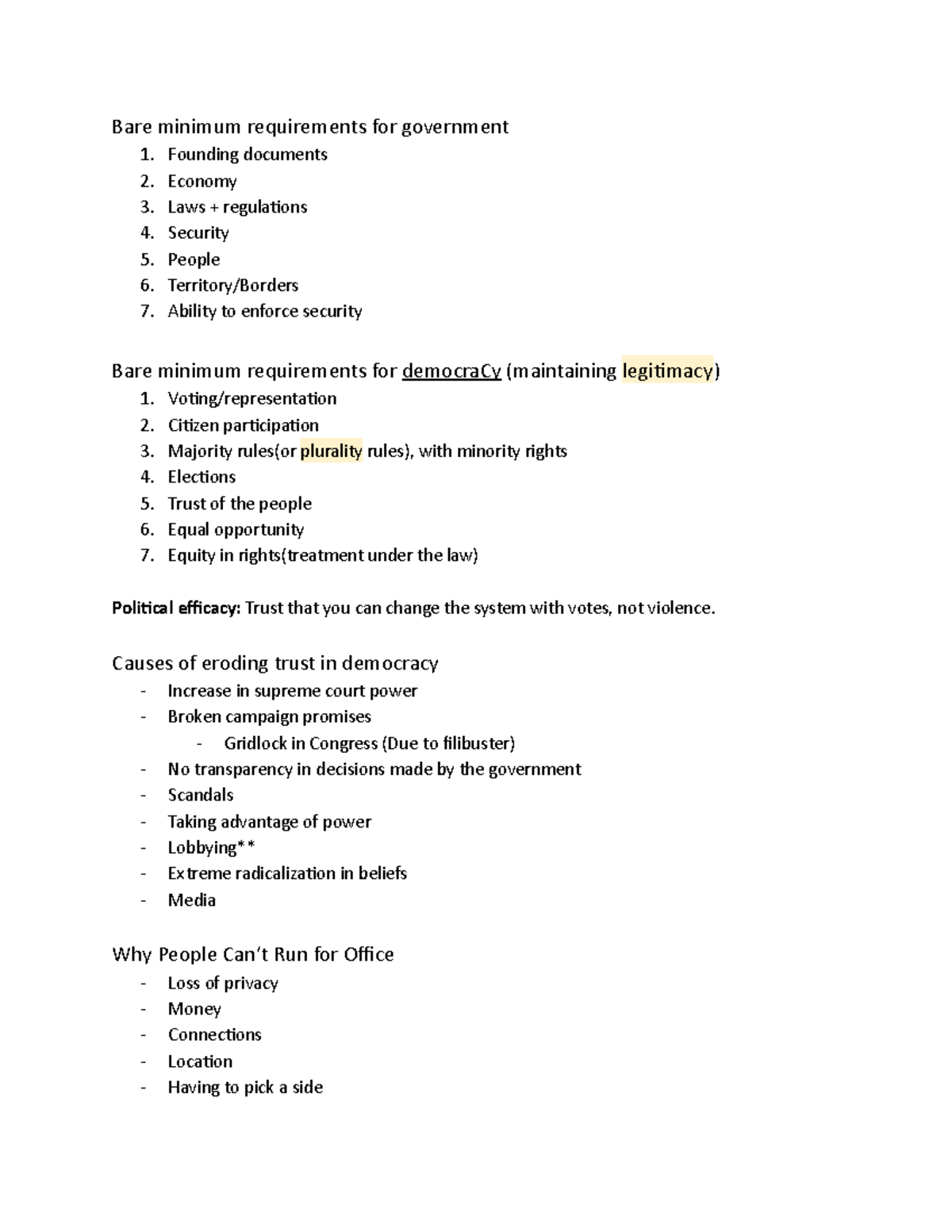 American Government and Politics Notes - Chapter 1 - Bare minimum ...