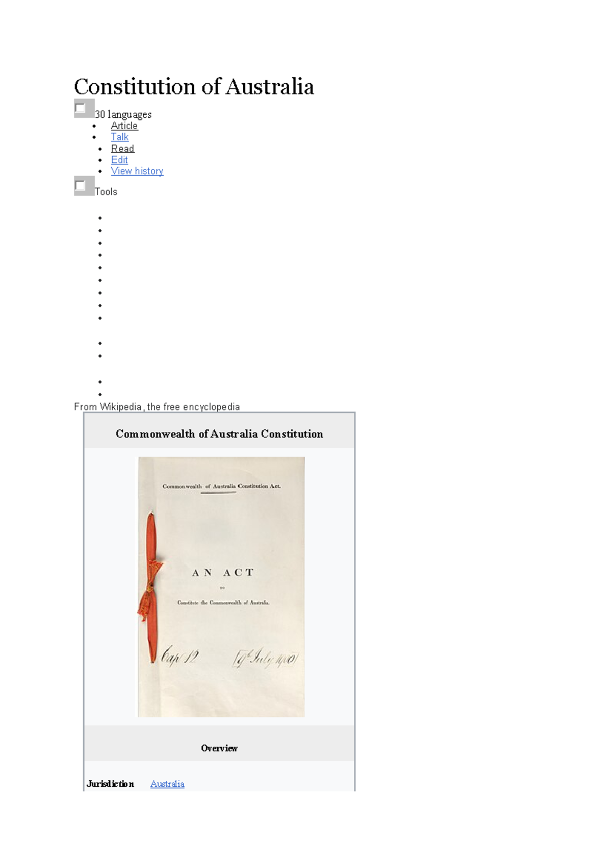 Constitution of Australia - It is a written constitution that sets down ...