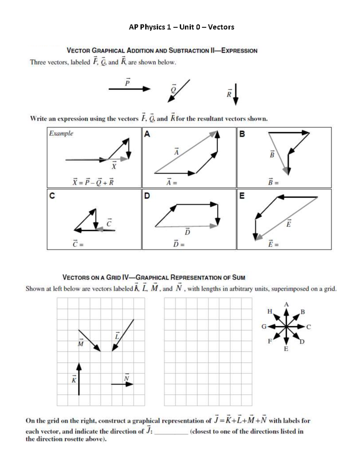 AP1 Unit0 Vectors - kinda want - AP Physics 1 Unit 0 Vectors VECTOR ...