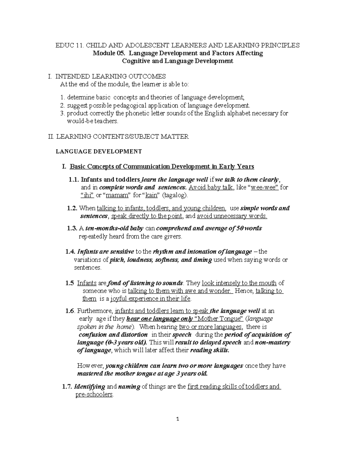 Module-5 - Education - EDUC 11. CHILD AND ADOLESCENT LEARNERS AND ...