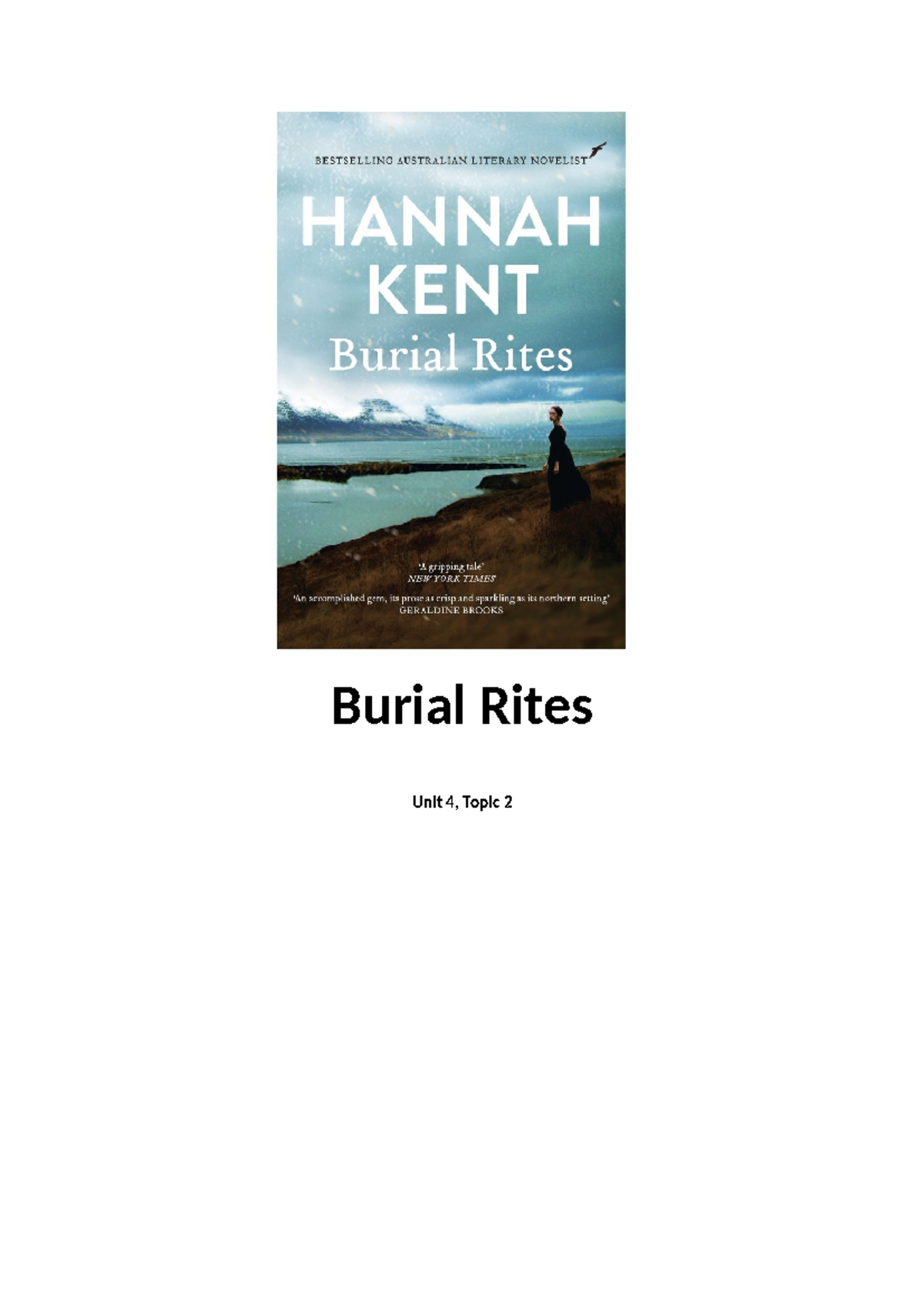 Burial Rites Study Guide - Burial Rites Unit 4, Topic 2 Prologue: 1 ...