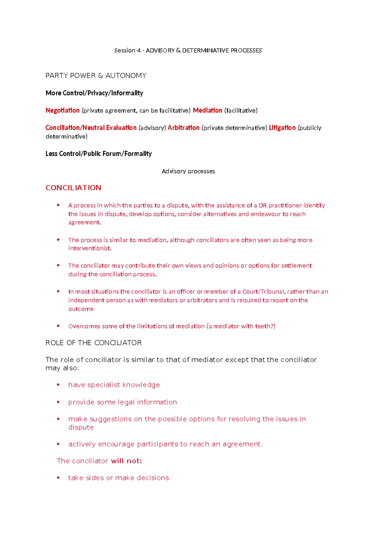 Session 4 - lecture notes - Session 4 - ADVISORY & DETERMINATIVE ...