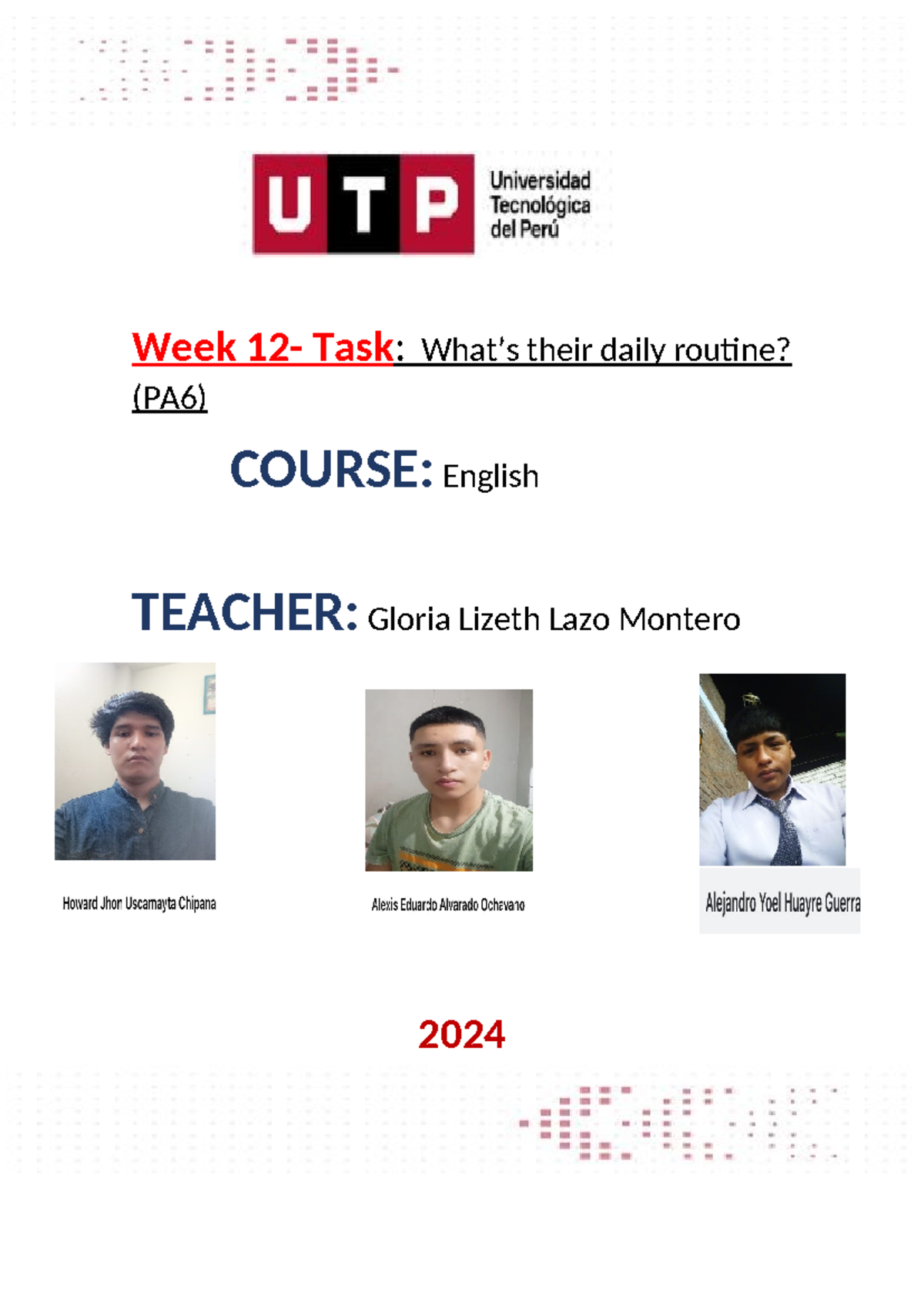 Whats their daily routine (PA6) - Ingles - Week 12- Task: What’s their daily routine? (PA6 ...