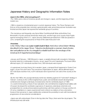 Japanese History and Geographic Information Notes 3 - The Tokyo ...