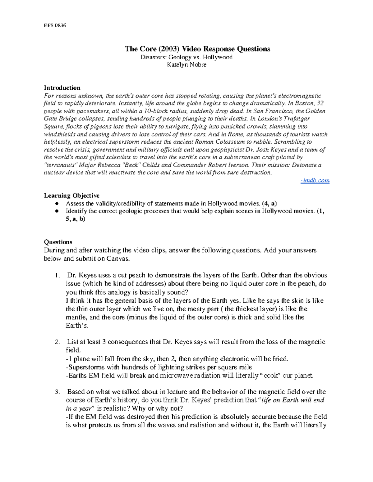 MQ The Core- Geology - skdjvkdjvbksw - EES 0836 The Core (2003) Video ...