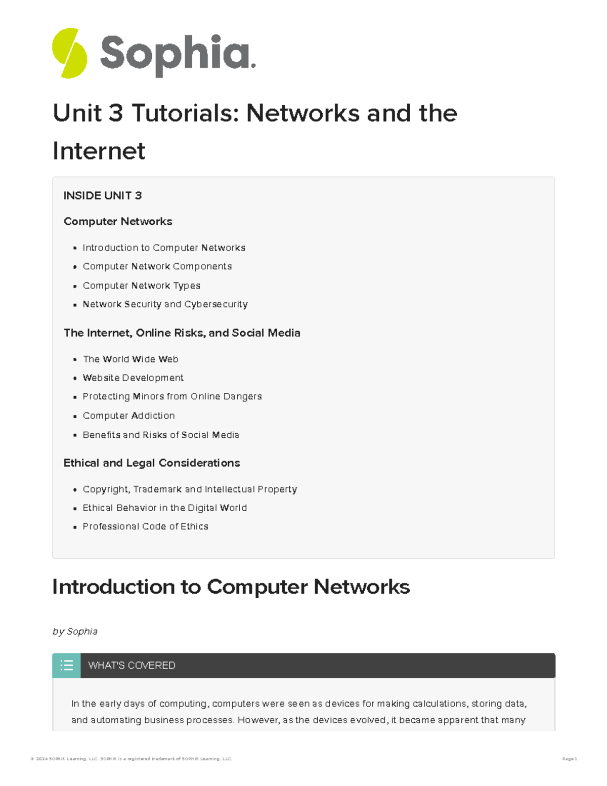 Unit 3 tutorials networks and the internet - Unit 3 Tutorials: Networks and the Internet INSIDE ...