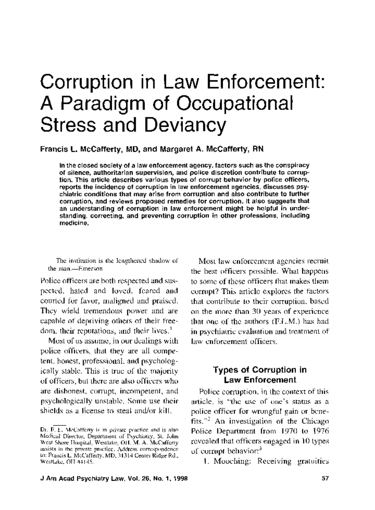 57 - Eaa - Corruption in Law Enforcement: A Paradigm of Occupational ...
