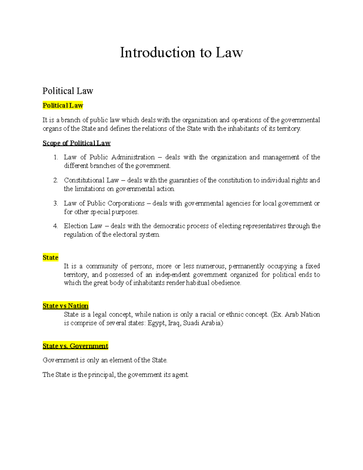 Intro to Law - Political Law - Introduction to Law Political Law ...