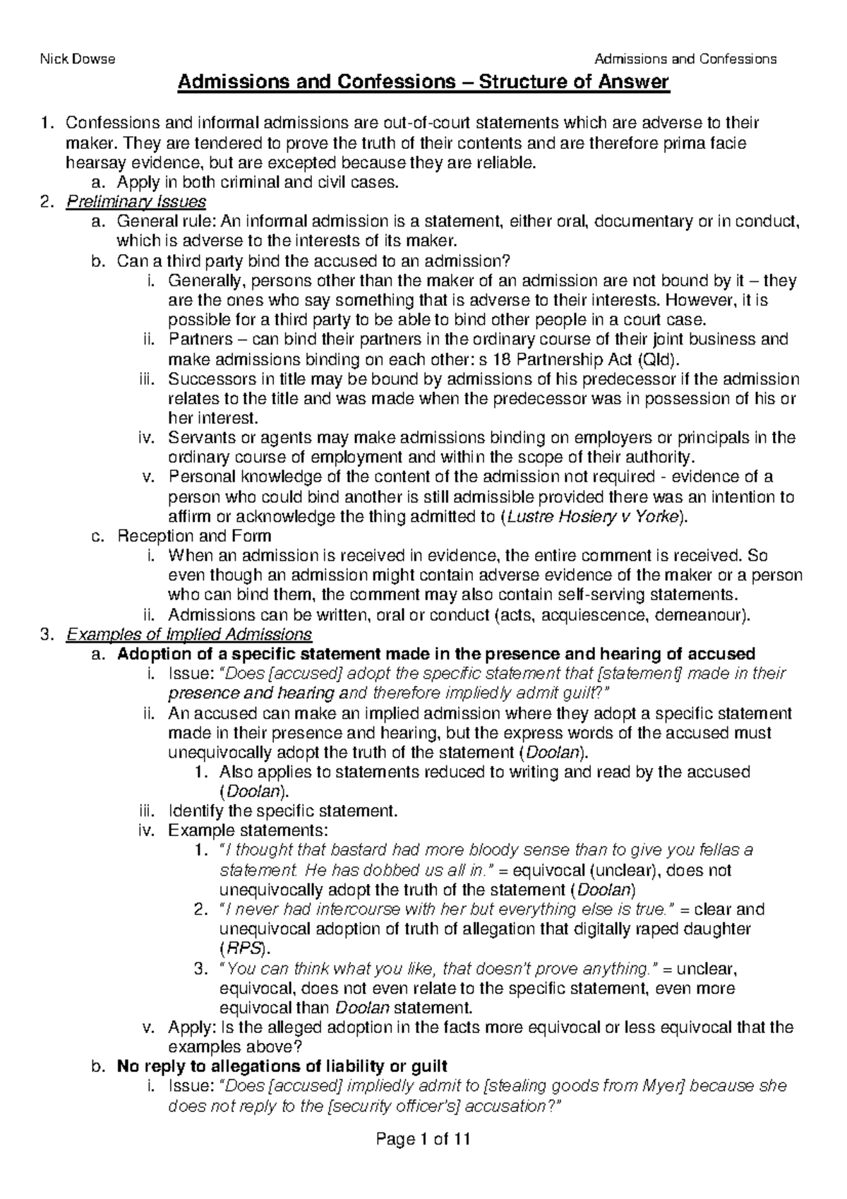 Admissions and Confessions - Structure or Answer - Admissions and ...