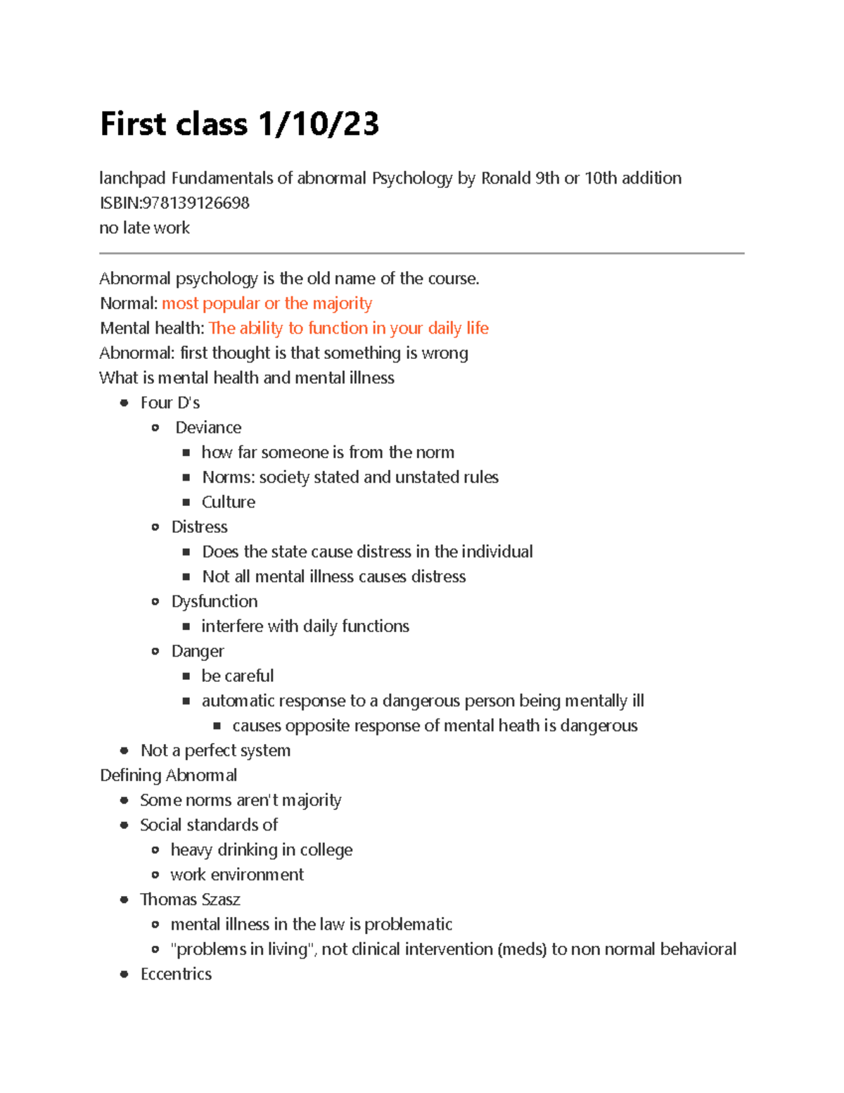Mental First class 110 - First class 1/10/ lanchpad Fundamentals of ...