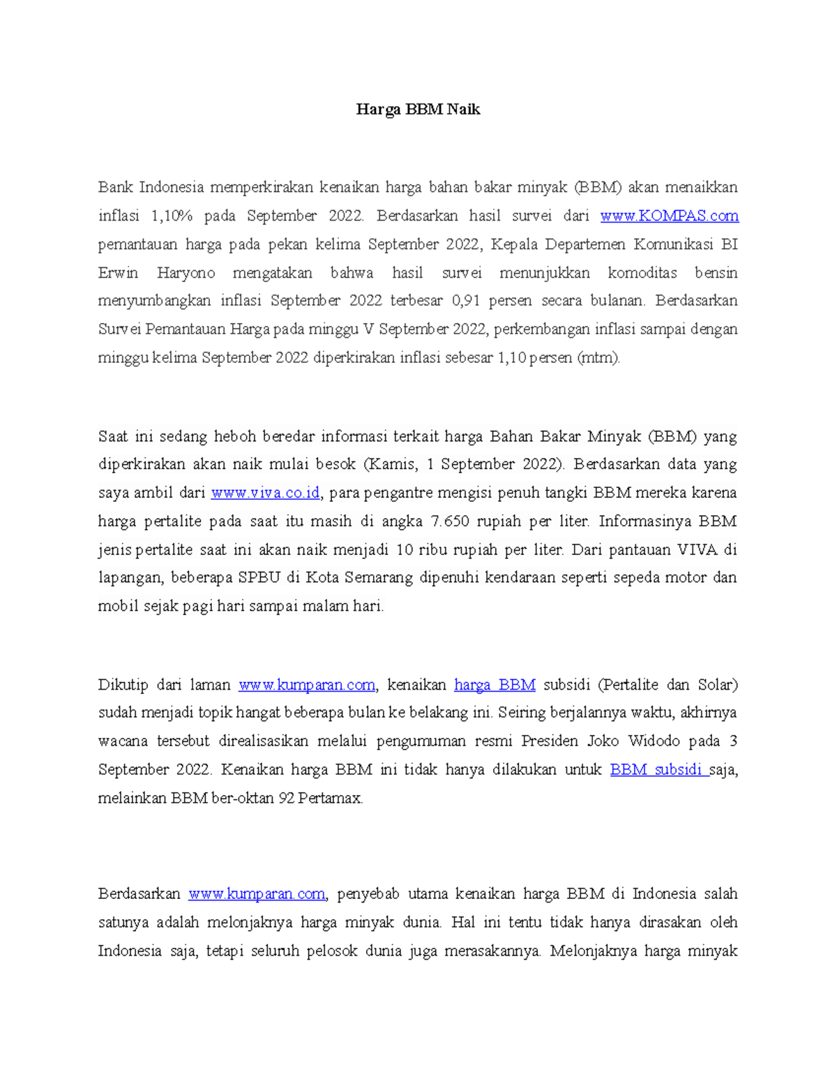 Harga BBM Naik - Harga BBM Naik Bank Indonesia memperkirakan kenaikan ...