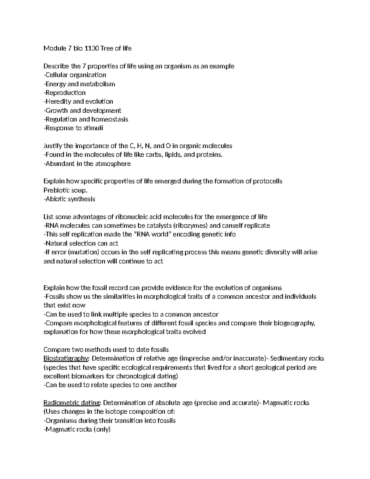 Module 7 bio 1130 Tree of life - Module 7 bio 1130 Tree of life ...