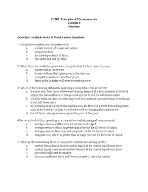 EC102 Tutorial 6 Part 2 Solution - Tutorial 7: Short Answer Solution Marc has a budget of $20 a ...