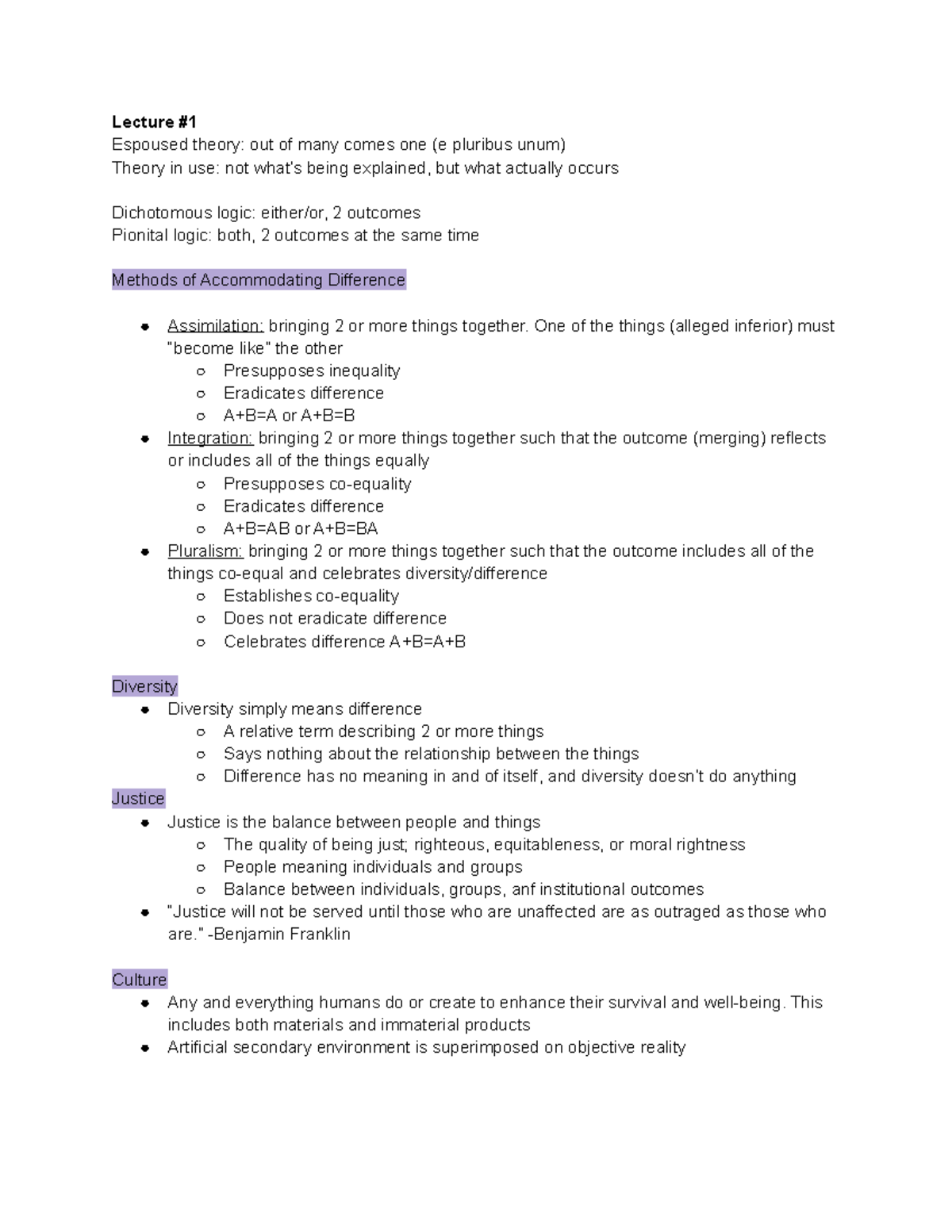 Basic Concepts of D&J - lecture notes dr. close - Lecture # Espoused ...