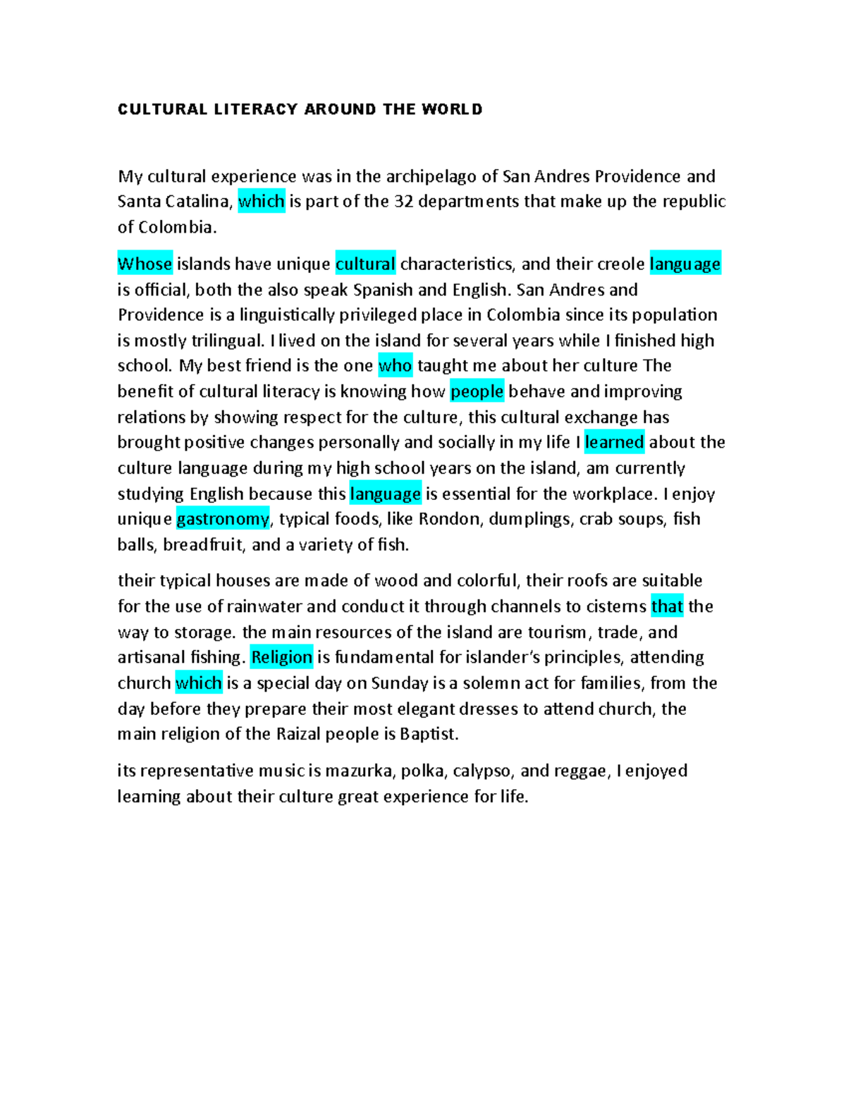 Cultural Literacy Aroun THE World - CULTURAL LITERACY AROUND THE WORLD ...