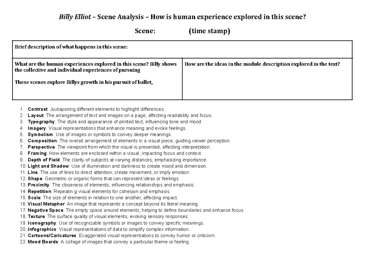 Billy Elliot Scene Analysis - Billy Elliot – Scene Analysis – How is ...