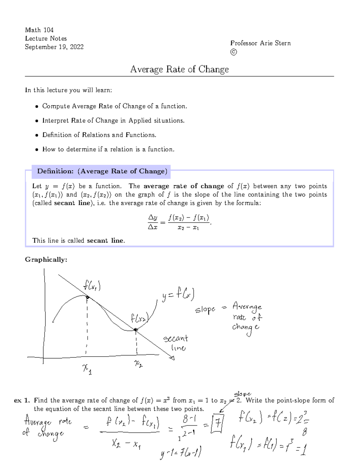 Average Rate of Change - Interpret Rate of Change in Applied situations ...