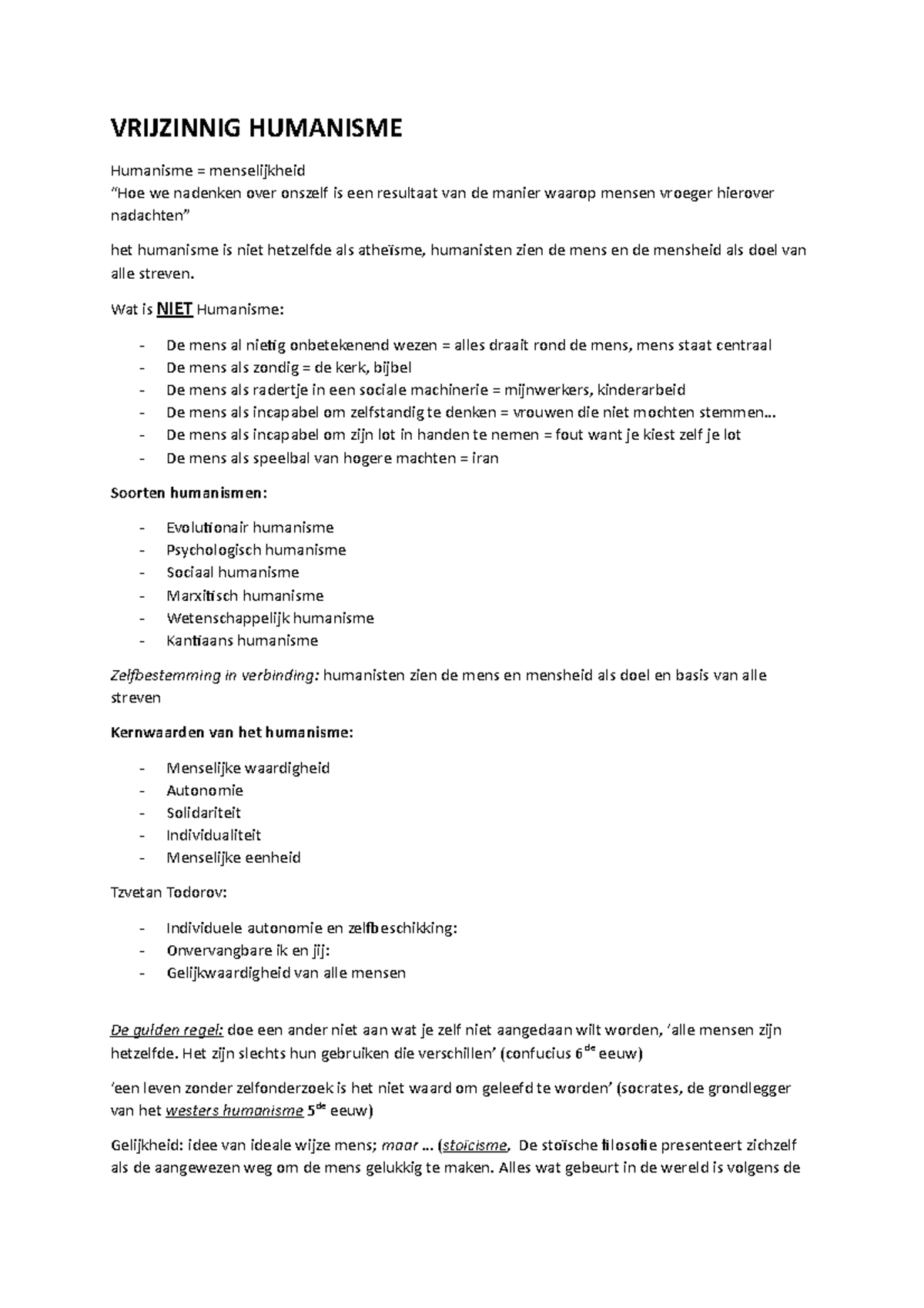 Vrijzinnig Humanisme.docx juist - VRIJZINNIG HUMANISME Humanisme ...