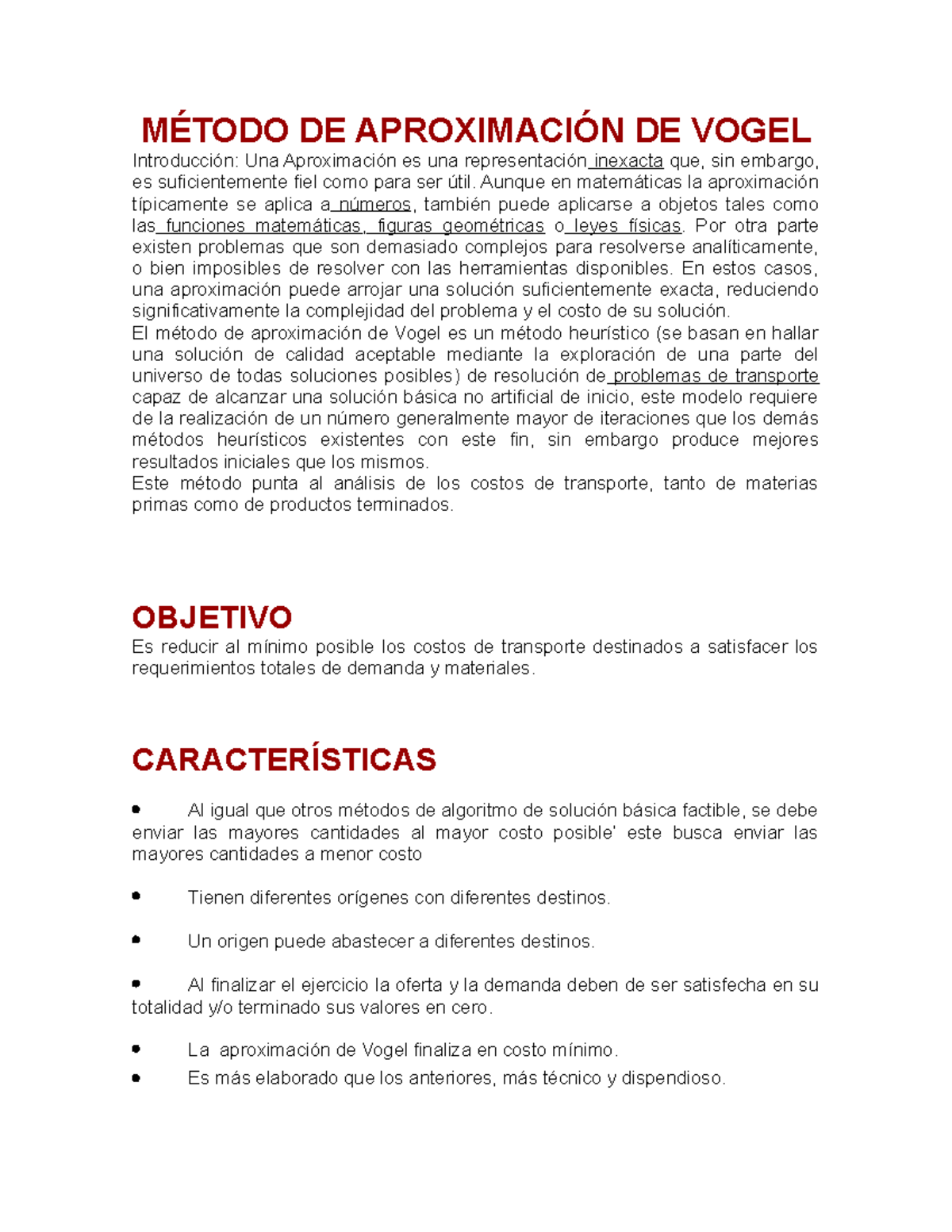 Método DE Aproximación DE Vogel - MÉTODO DE APROXIMACIÓN DE VOGEL Introducción: Una Aproximación ...
