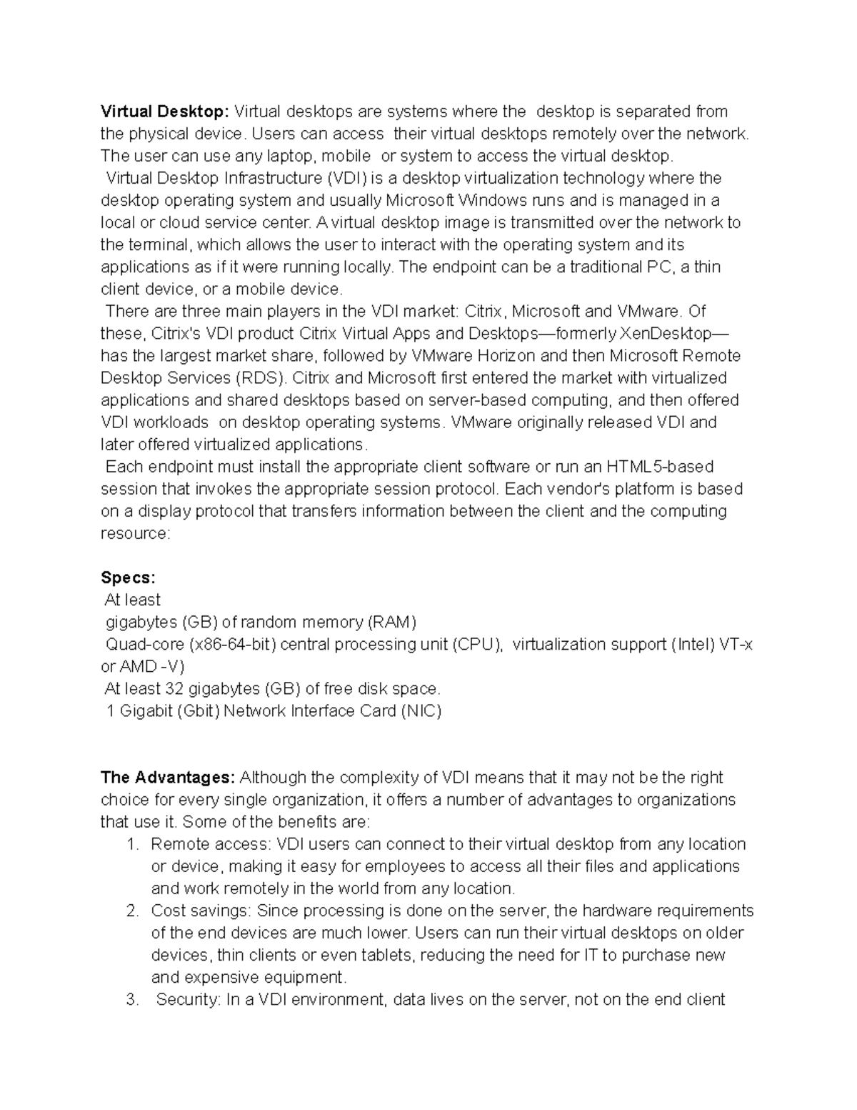 Virtual Desktop - None - Virtual Desktop: Virtual desktops are systems ...