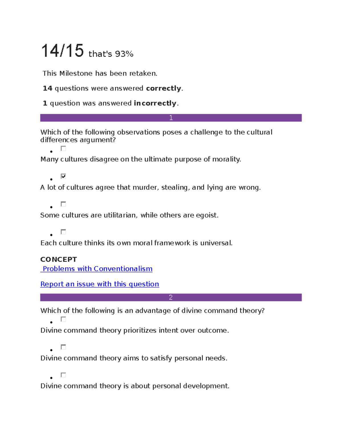 Unit 3 test - unit 3 test - 14/15 that's 93% This Milestone has been ...