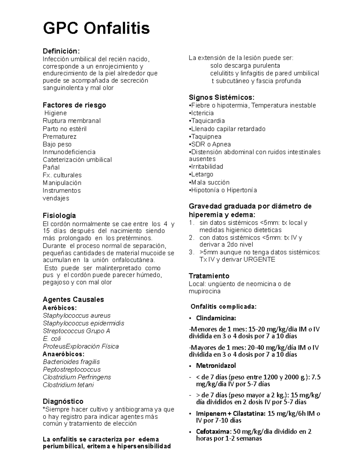 Gpc onfalitis - GPC Onfalitis Definición: Infección umbilical del ...