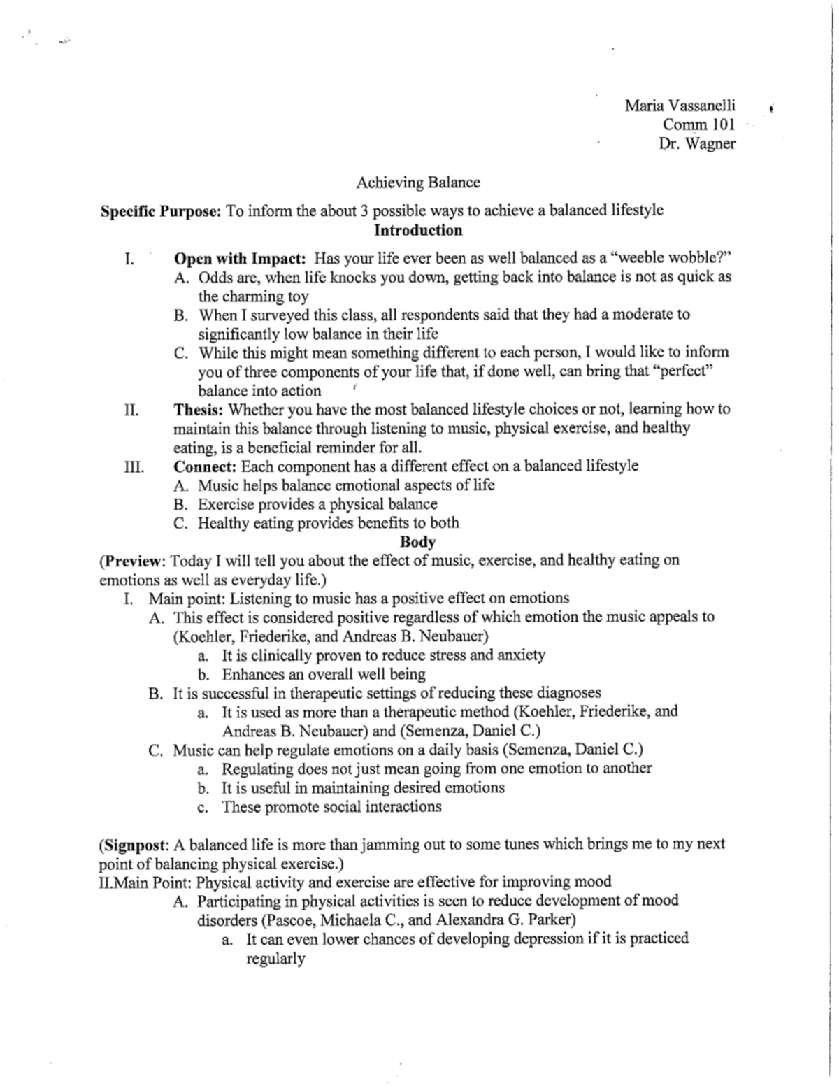 Outline Examples Speeches (2019) - COMM 101 - Studocu