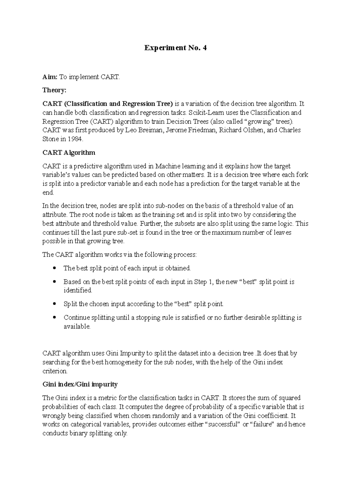 Exp 4 - Mumbai University - Machine Learning Lab Practical - Experiment 4 - Experiment No. 4 Aim ...