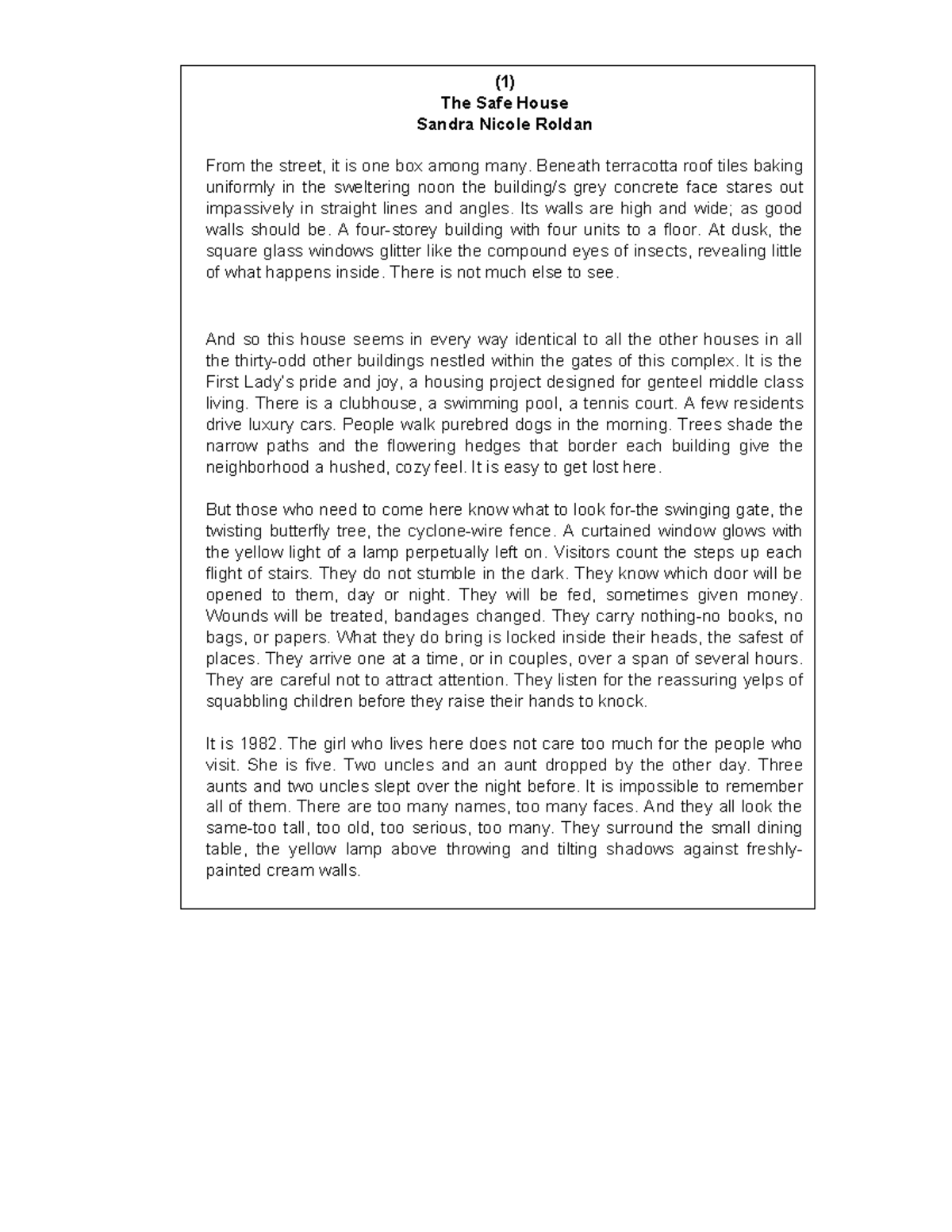 Division OF THE SAFE House - The Safe House Sandra Nicole Roldan From ...