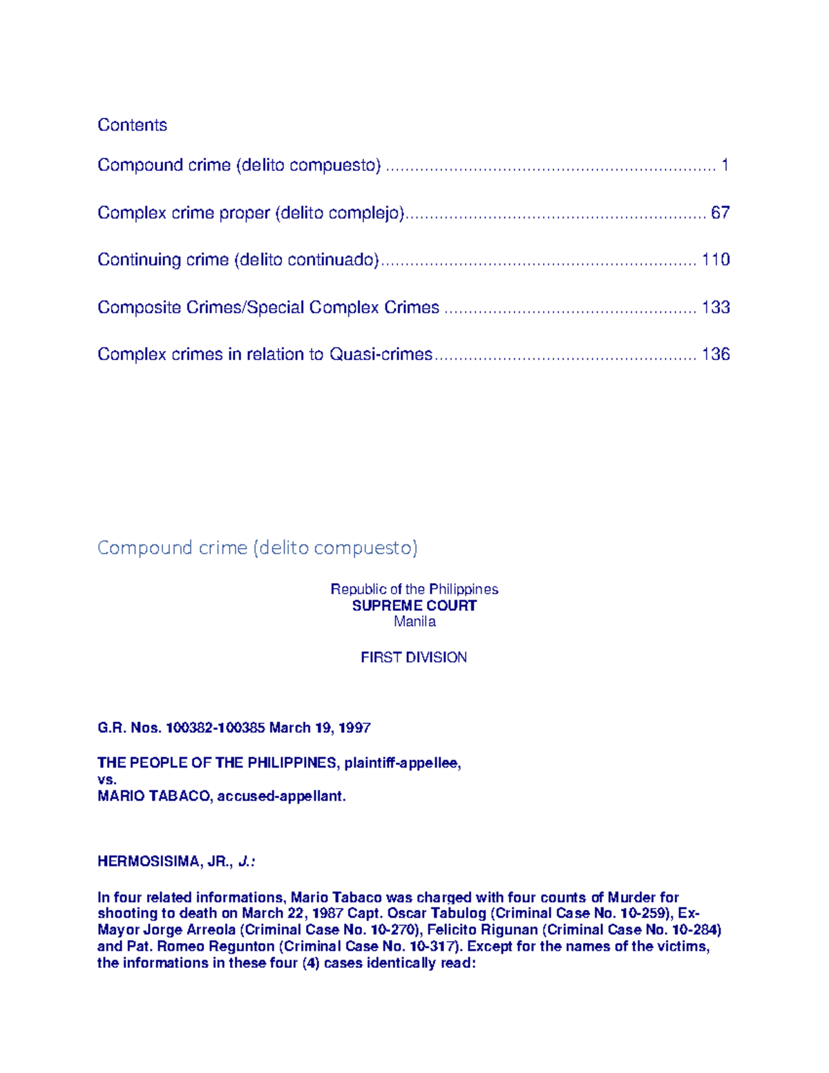 CRIM-MOD-10 - Cases - Contents Compound crime (delito compuesto) - Studocu