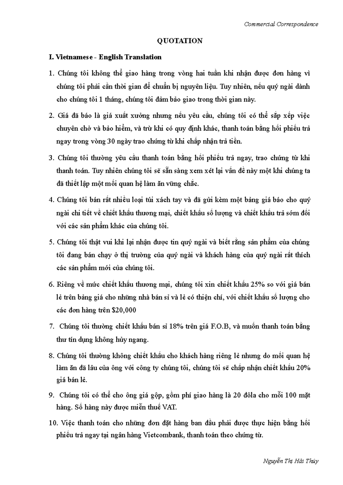 SS8 Quotation 2 - english assignment - Commercial Correspondence ...