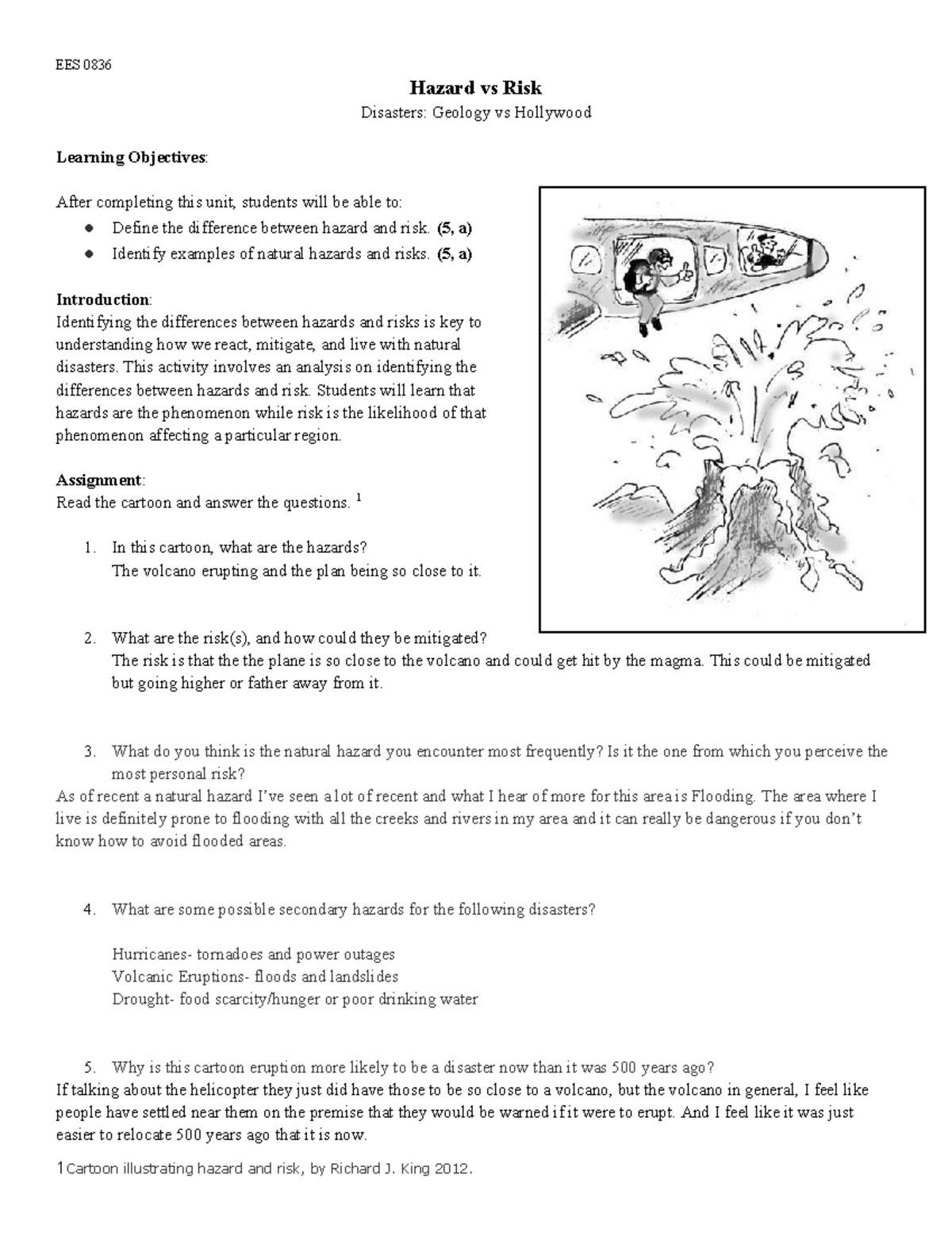 HW Hazard+and+Risk - Hazard and risk - EES 0836 Hazard vs Risk ...