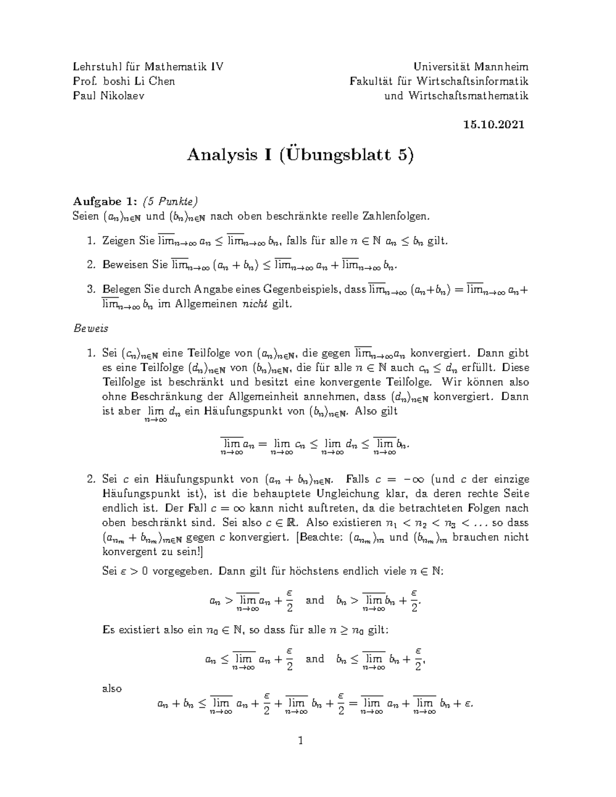 Loesung Uebungsblatt 05 - Lehrstuhl f ̈ur Mathematik IV Universit ̈at ...