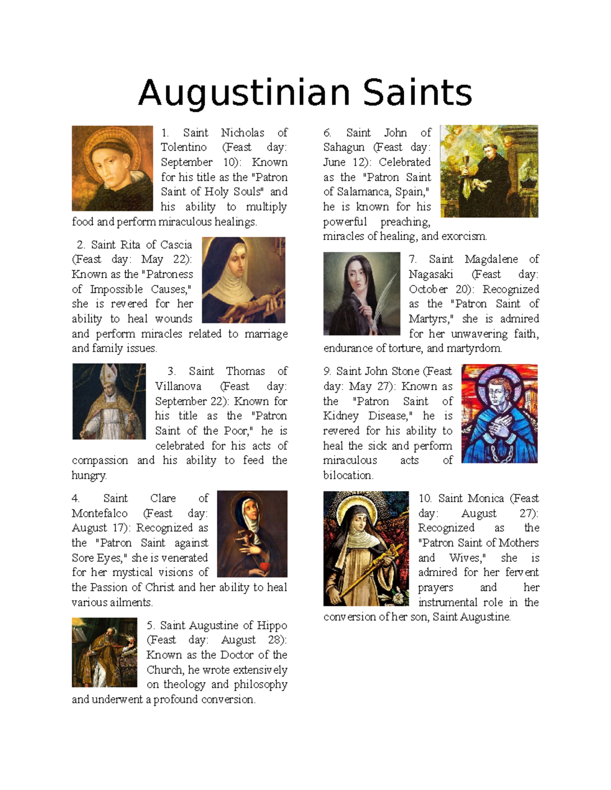 Augustinian Saints - Augustinian Saints Saint Nicholas of Tolentino ...