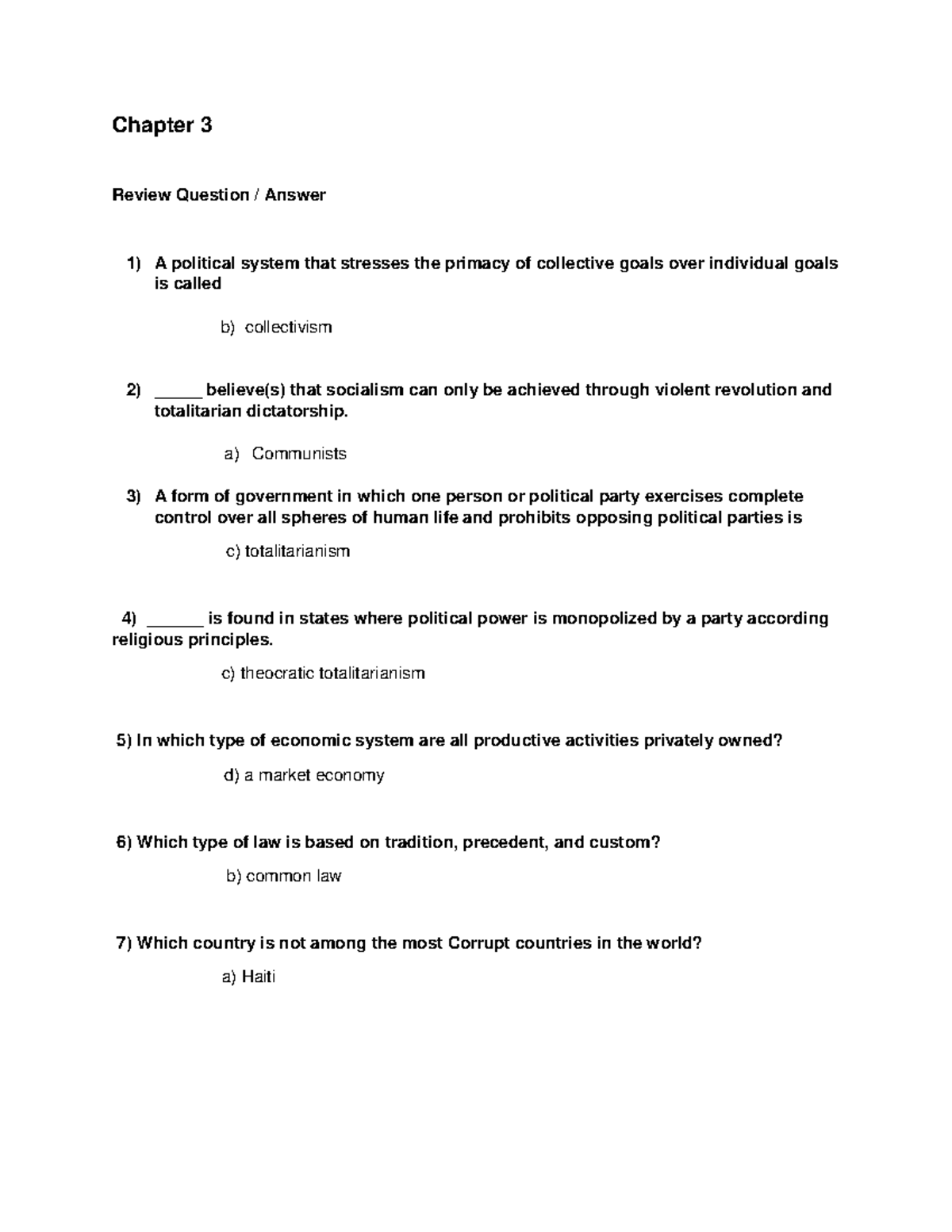 Chapter 3 PBs3233 - Chapter 3 Review Question / Answer A political ...