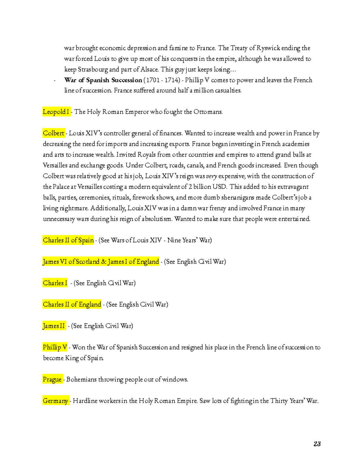 23 - Colbert, War of Spanish Succession, and other minor figures ...