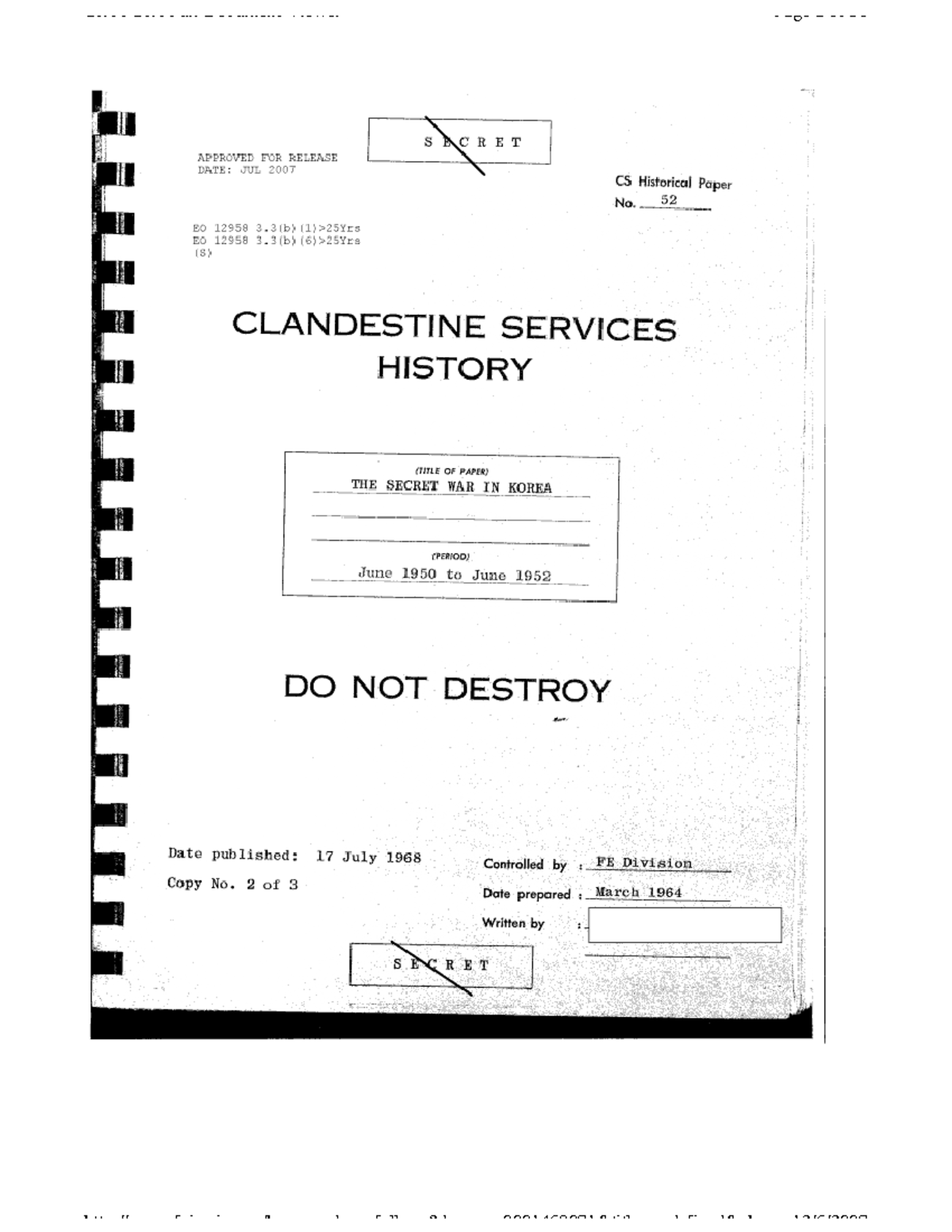 CIA Clandestine Service History - Secret War in Korea, June 1950 - June ...