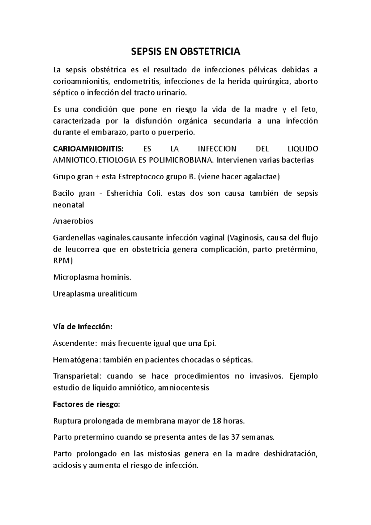 Sepsis EN Obstetricia - SEPSIS EN OBSTETRICIA La sepsis obstétrica es ...