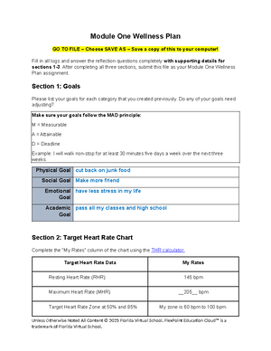 Module two wellness plan - Module Two Wellness Plan GO TO FILE – Choose ...