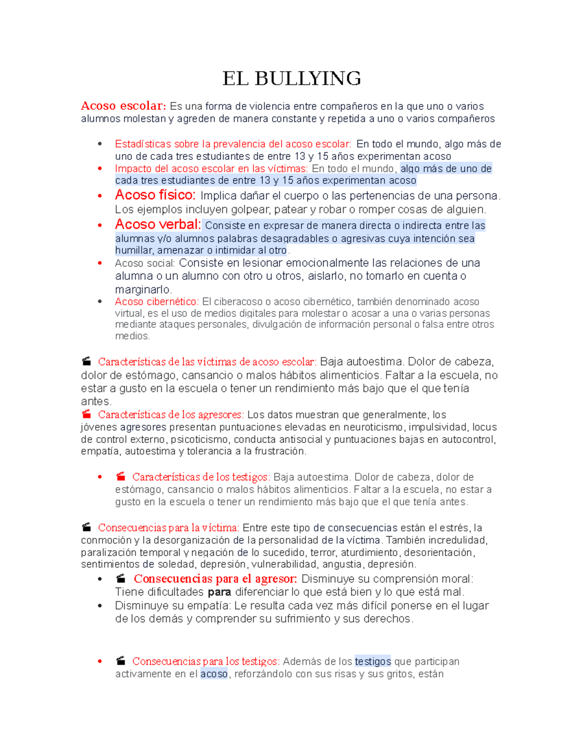 EL Bullying - EL BULLYING Acoso escolar: Es una forma de violencia ...