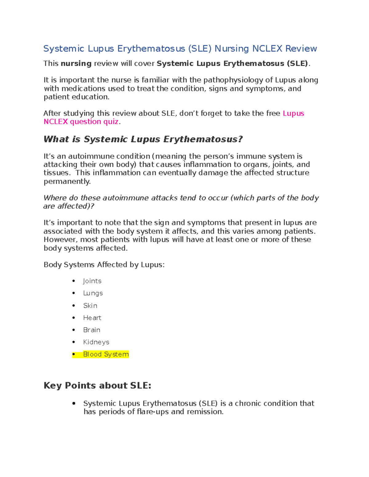 Lupus - Critical care - Systemic Lupus Erythematosus (SLE) Nursing ...