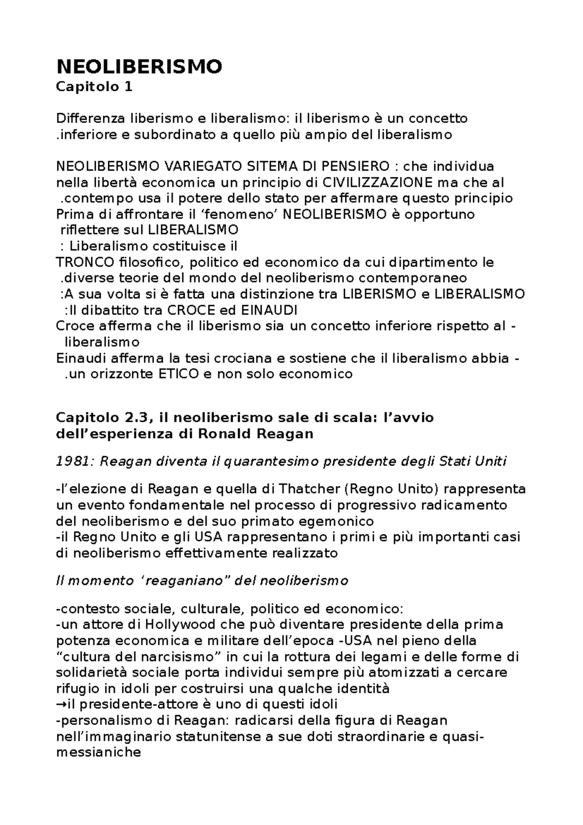 Neoliberismo - NEOLIBERISMO Capitolo 1 Differenza liberismo e ...