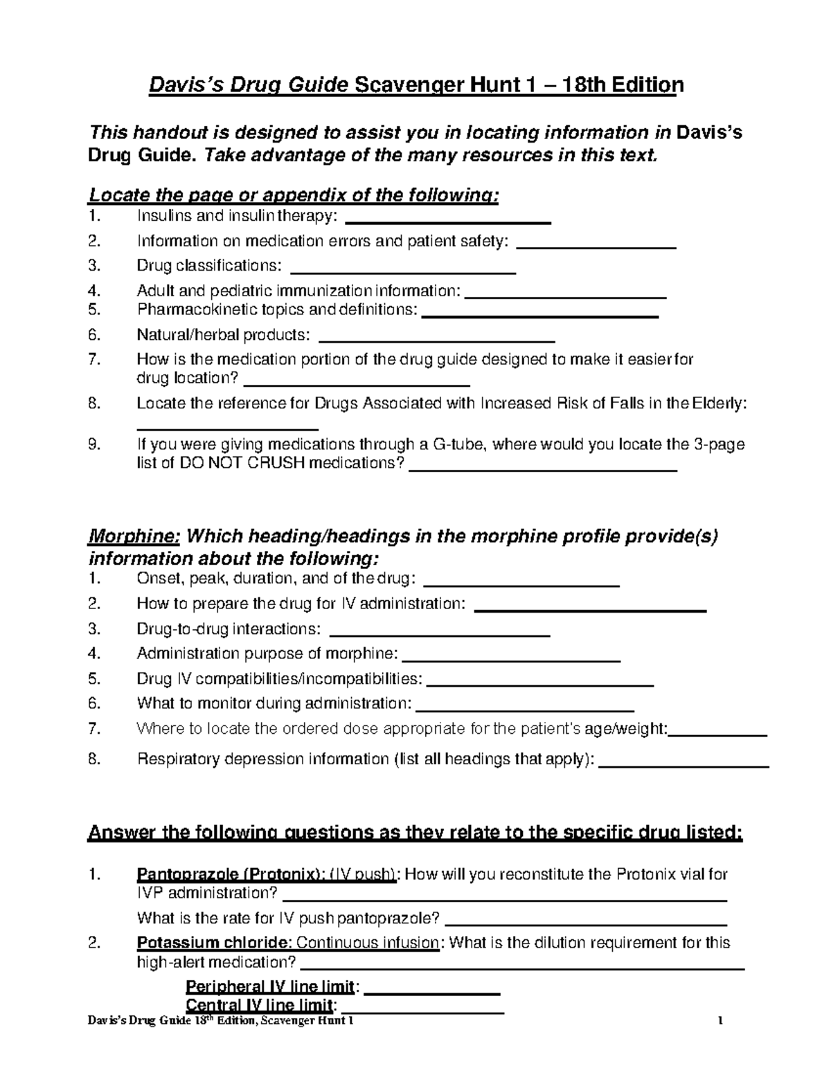 Vallerand - Drug Guide 18e Scavenger Hunt 1 - Davis’s Drug Guide ...