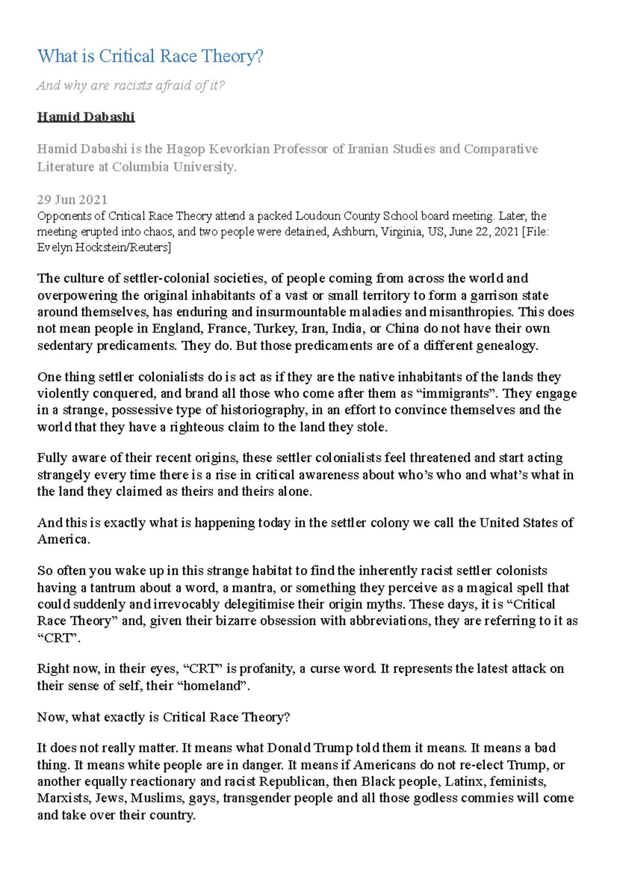 What is Critical Race Theory - 29 Jun 2021 Opponents of Critical Race ...