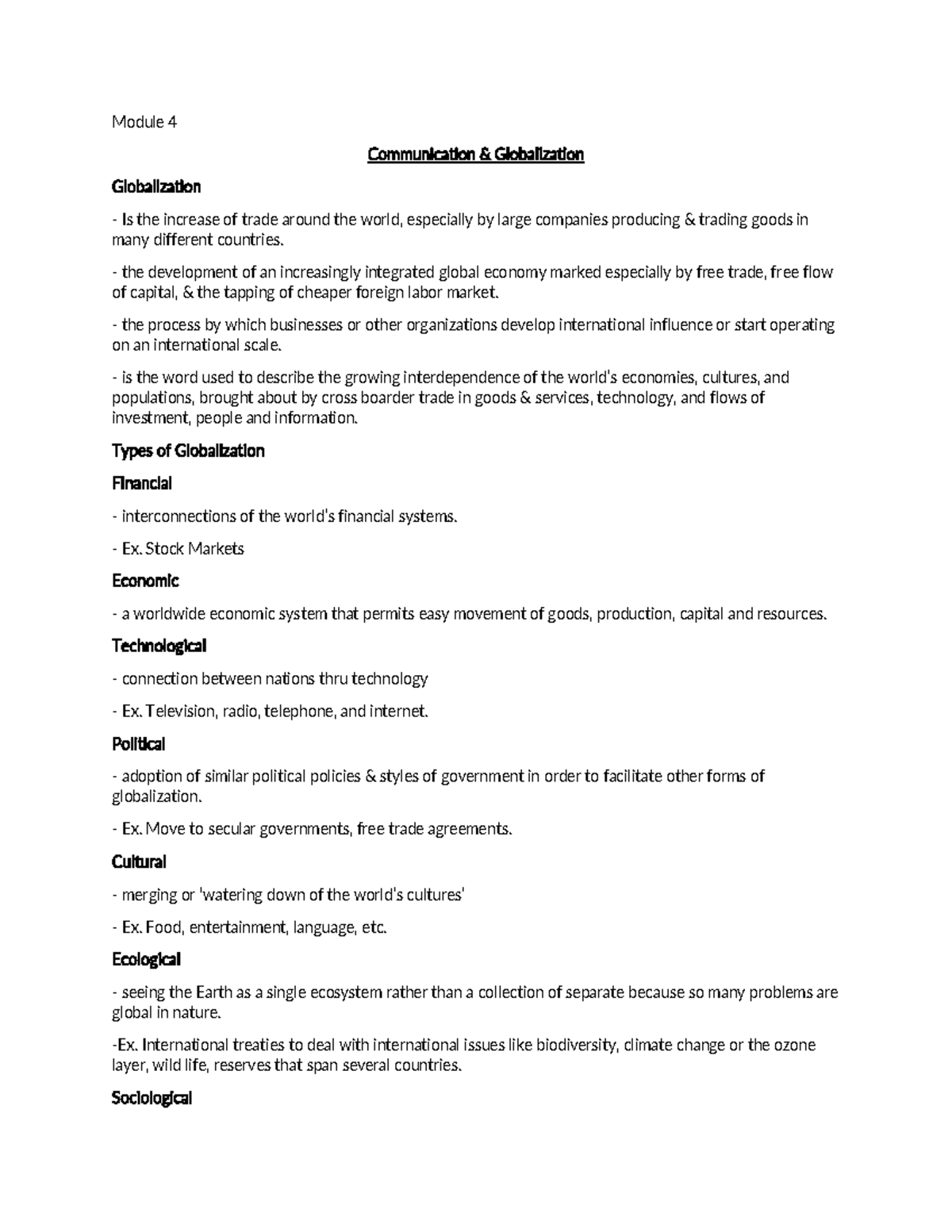 Globalization and Communication - Module 4 Communication ...