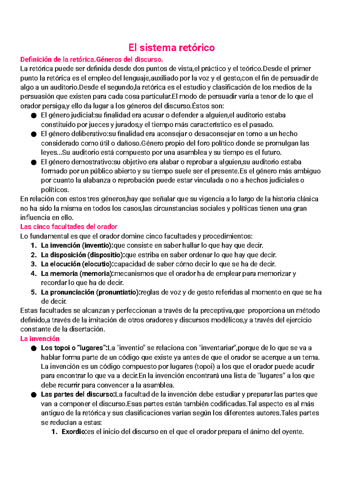 El sistema retórico - Apuntes 1 - El sistema retórico Deinición de la ...