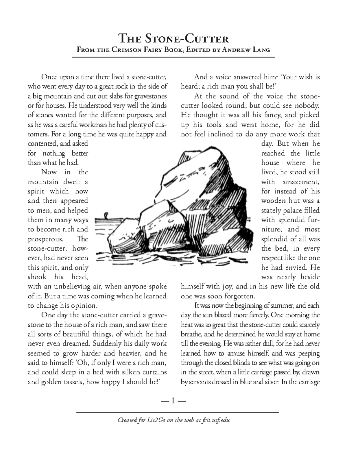 The crimson fairy book 027 the stone cutter - Created for Lit2Go on the ...